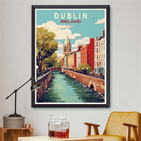 Dublin Ireland Poster Illustrated Travel Print Etsy