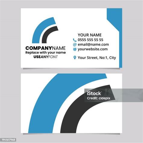 파란색과 검은색 명함 템플릿 와 호 모양의 편지 R 로고 아이콘 개념에 대한 스톡 벡터 아트 및 기타 이미지 개념 검은색 기업 비즈니스 Istock