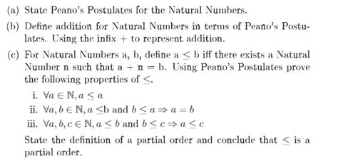 Solved A State Peanos Postulates For The Natural Numbers