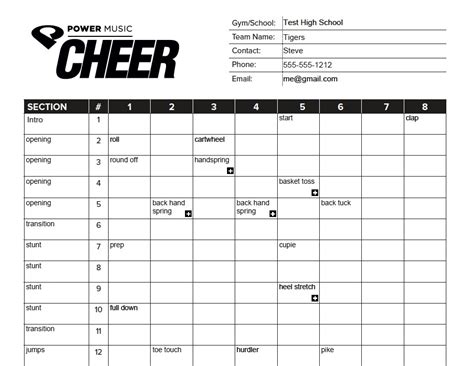 Printable Template Cheer 8 Count Sheets Printable Templates