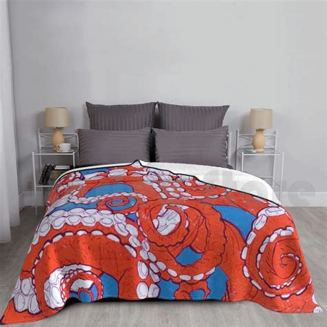 레드 문어 촉수 패션 맞춤형 담요 재미있는 독특한 컬러 만화 촉수 붉은 문어 크라켄담요 Aliexpress