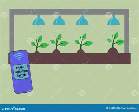 Smart Irrigation System Controlled By A Smartphone Stock Illustration