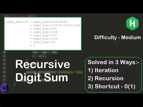 Recursive Digit Sum Super Digit In Java Hacker Rank Interview