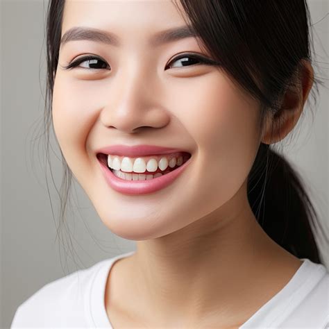 Portrait Of An Asian Female Face Beautiful Cute Smile Generative Ai