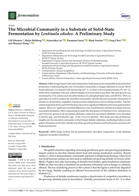 Pdf The Microbial Community In A Substrate Of Solid State Fermentation By Lentinula Edodes A