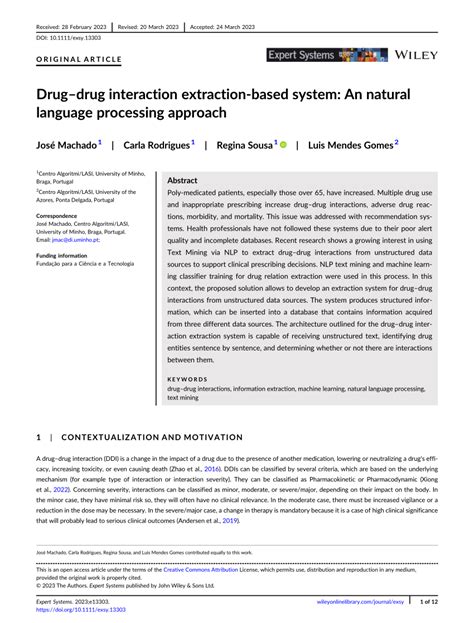 Pdf Drugdrug Interaction Extraction‐based System An Natural Language Processing Approach