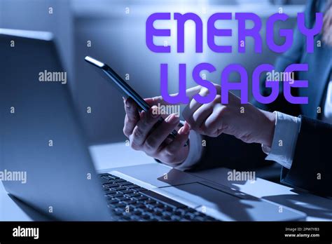 Writing Displaying Text Energy Usage Internet Concept Amount Of Energy Consumed Or Used In A