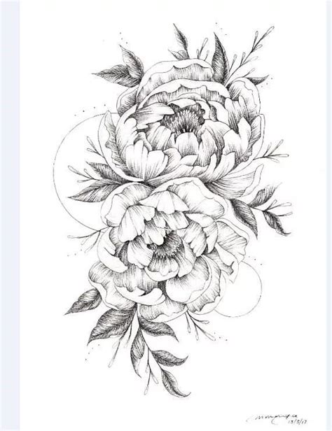 эскиз тату пионы 3 тыс изображений найдено в Яндекс Картинках Body Art Tattoos Beautiful