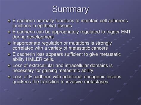 Ppt E Cadherin And Metastasis Powerpoint Presentation Free Download