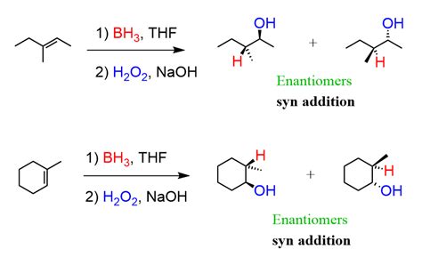 Hydroboration Oxidation Enantiomers Syn Addition Chemistry Lessons Organic Chemistry