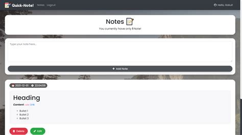 Github Gokulramghvquick Note A Simple Web App That Save Notes With Markdown Functionality