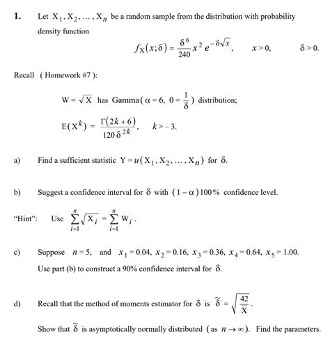 solved 1 let xi x2 xn be a random sample from the