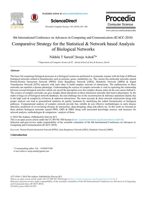 Pdf Comparative Strategy For The Statistical And Network Based Analysis Of Biological Networks