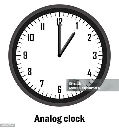 Analog Clock Time 0100 With White Background Vector Stock Illustration