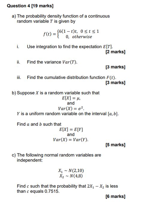 Solved Question Marks A The Probability Density Chegg