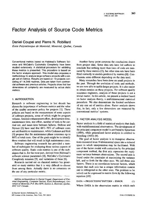 Pdf Factor Analysis Of Source Code Metrics Dokumentips