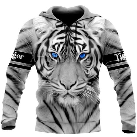 White Tiger Hoodie New Custom Size Hooded Hoodie Cloth Winter Summer
