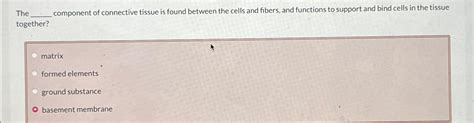 Solved The Component Of Connective Tissue Is Found Between Chegg