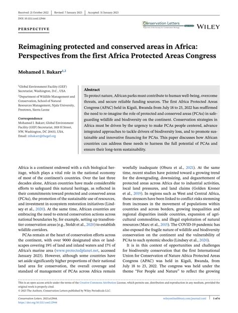 Pdf Reimagining Protected And Conserved Areas In Africa Perspectives