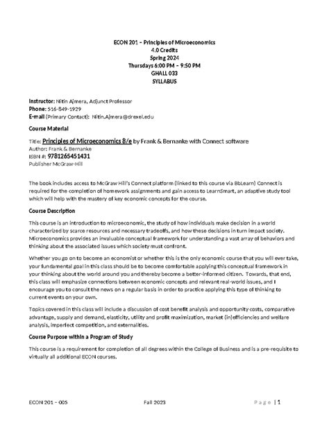 Econ 201 004 Spring 2024 Syllabus Econ 201 Principles Of Microeconomics 4 Credits Spring