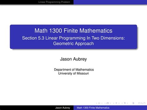 Math 1300 Section 5 3 Linear Programing In Two Dimensions Geometric Approach Pdf