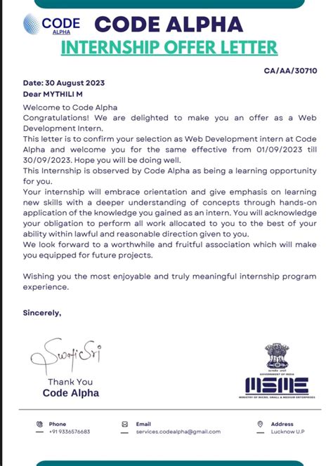 Mythili M On Linkedin Internship Webdevelopmentinternship Codealpa Codealphainternship