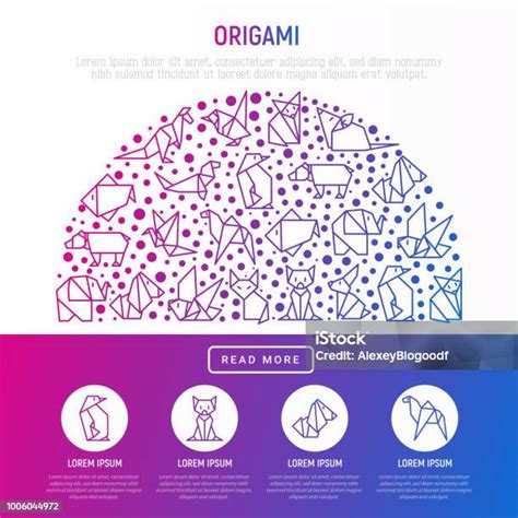 얇은 선 아이콘으로 30 원에 종이 접기 개념 펭귄 낙 타 여우 곰 참새 물고기 마우스 새 코끼리 캥거루 토끼 인감 현대 벡터 일러스트 워크샵에 대 한 텍스트를 위한 장소
