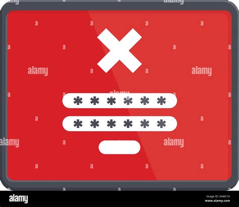 Red Alert Error Password Icon Cartoon Vector User Access Denied Confused Enter Stock Vector