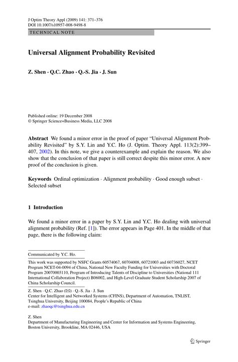 PDF Universal Alignment Probability Revisited