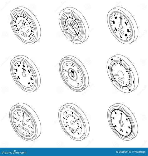 Speedometer Icons Set Vector Outline Stock Illustration Illustration Of Isometric Race 255064197