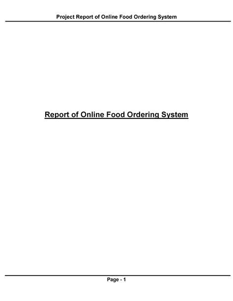 Online Food Ordering System Report Of Online Food Ordering System Introduction Of The Project