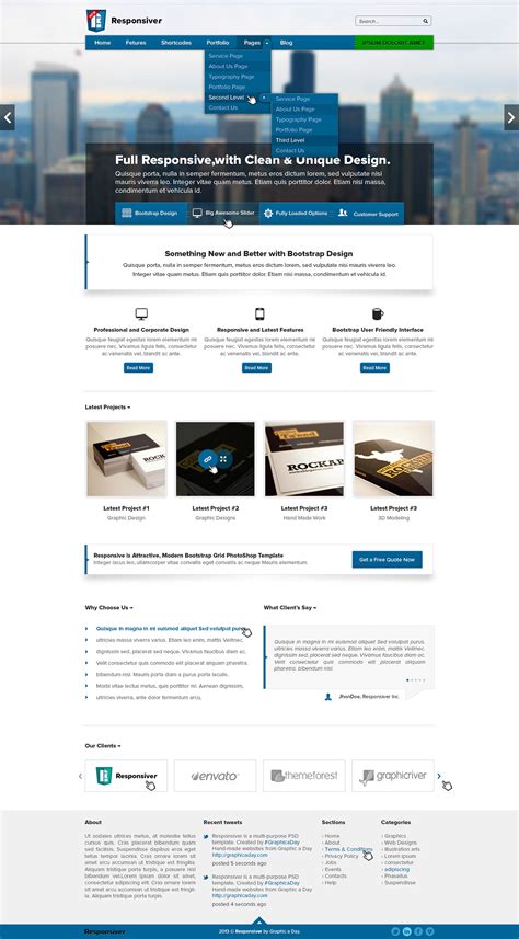 Responsiver Multipurpose Bootstrap PSD Template On Behance