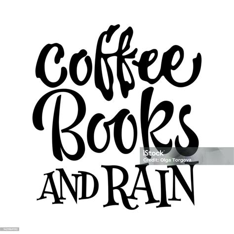 커피 책 및 비 손으로 그린 편지 문구 타이포그래피 견적 디자인 요소 비에 대한 스톡 벡터 아트 및 기타 이미지 비 읽기 가을 Istock