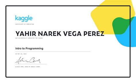 Yahir Narek Vega Perez Completed The Intro To Programming Course On Kaggle