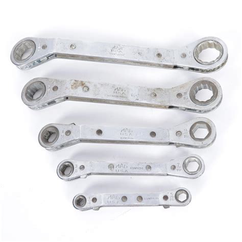 snap on and owatonna steel socket and crescent wrench tool array ebth