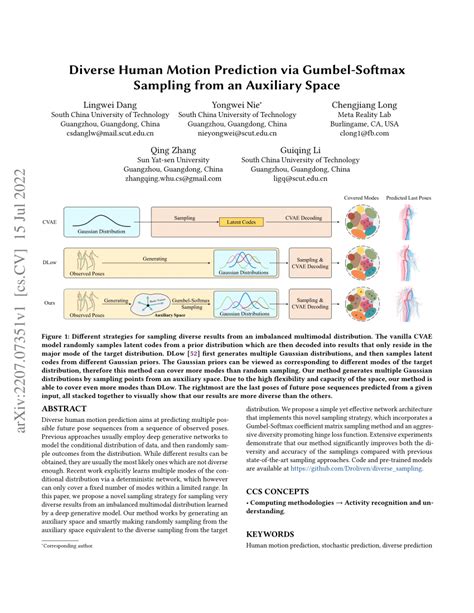 Pdf Diverse Human Motion Prediction Via Gumbel Softmax Sampling From An Auxiliary Space
