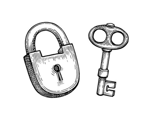 Premium Vector Old Padlock And Key