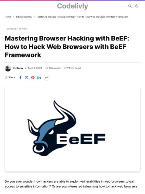 Mastering Browser Hacking With Beef How To Hack Web Browsers Wi Pdf