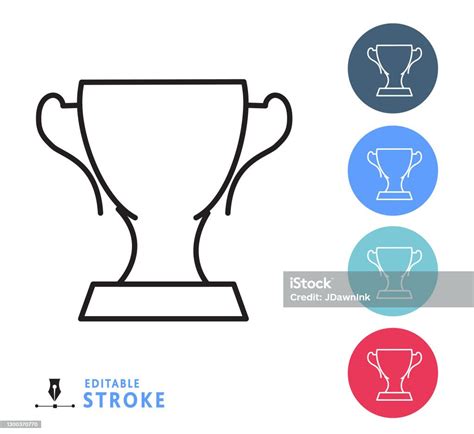 어워드 트로피 와 수상 테마 얇은 라인 아이콘 세트 편집 스트로크 1에 대한 스톡 벡터 아트 및 기타 이미지 1 1위