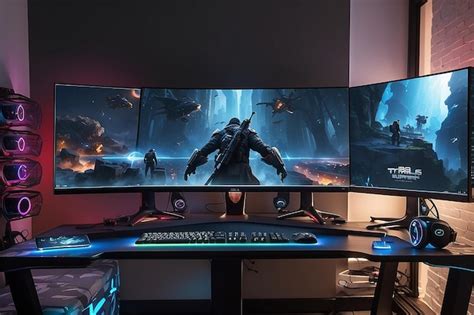 premium photo powerful designs dualmonitor gaming setup showcase