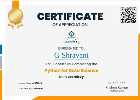 G Shravani On Linkedin Learnbay Python Datascience Learnbay