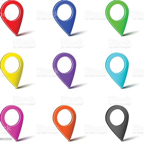 Set Of Colorful 3d Map Pointer Marker Icon For Route Map Vector Graphic