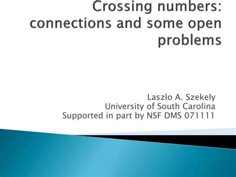 PPT Crossing Numbers Connections And Some Open Problems PowerPoint Presentation ID