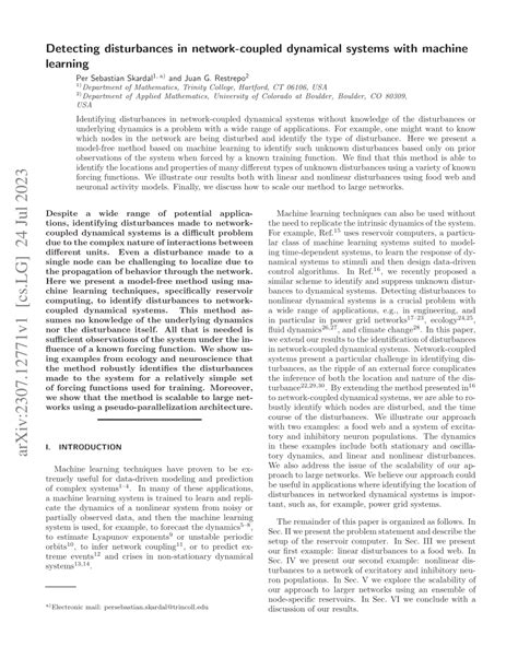 Pdf Detecting Disturbances In Network Coupled Dynamical Systems With Machine Learning