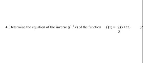 solved determine the equation of the inverse f 1x ﻿of the
