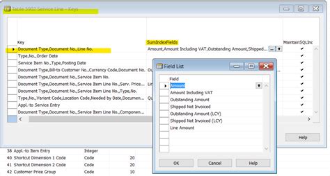 Missing Sumindexfields For Service Line Table 5902 Primary Key · Issue 17176 · Microsoft