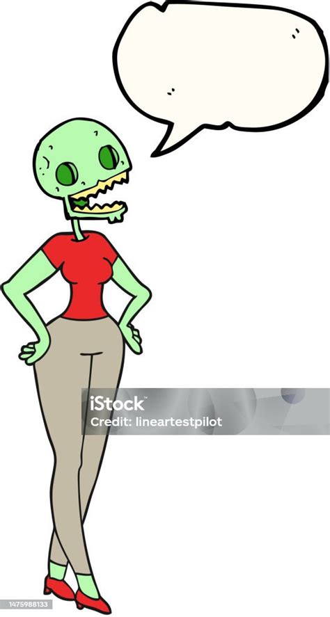 자유형 그린 말풍선 만화 좀비 여자 공포 무서움에 대한 스톡 벡터 아트 및 기타 이미지 공포 무서움 귀신 귀여운 Istock