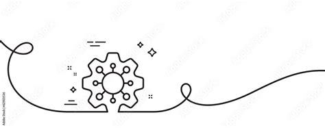 Execute Line Icon Continuous One Line With Curl Maintenance Service Sign Network Symbol