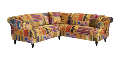 Fabric Gold Patchwork 2c2 Seater Avici Shout Corner Sofa