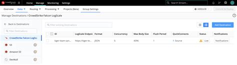 configure a destination integrations logscale documentation